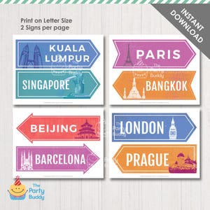 Travel City Signs Decoration | World Journey Destination Direction ...