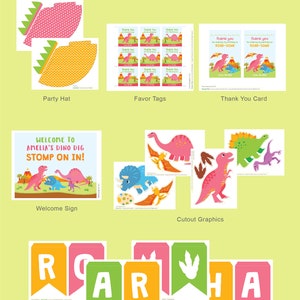 Pink Dinosaur Party DIGITAL Printable Pack | Girls Dino Birthday | Roar ...