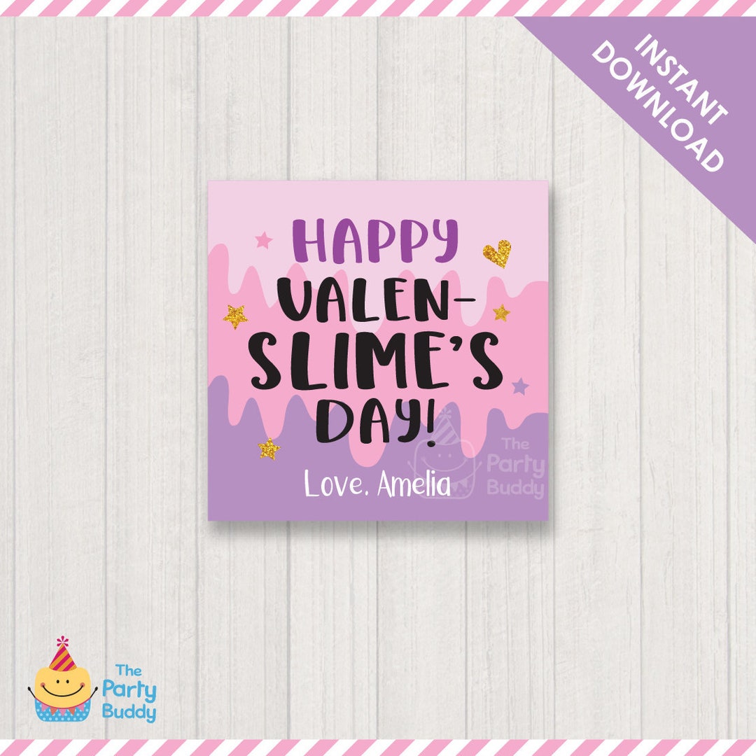 Valenslime Day Favor Tag Printable Kids Classroom Valentine Label ...