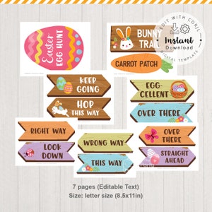 Editable Easter Egg Hunt Directional Signs Printable | Easter Bunny ...
