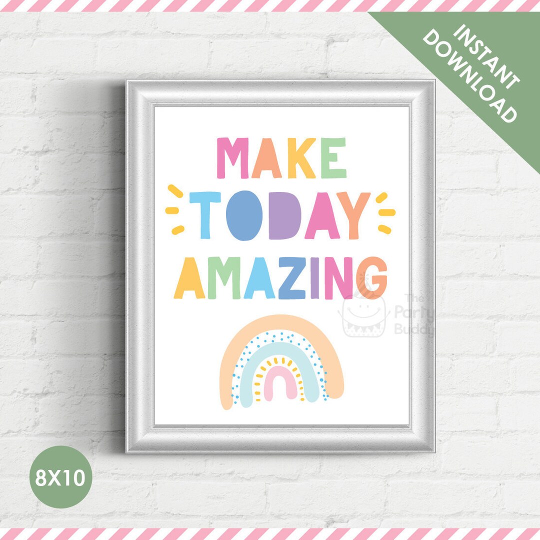 Make Today Amazing Poster Decor 8x10 | Motivation Inspiration Phrase ...