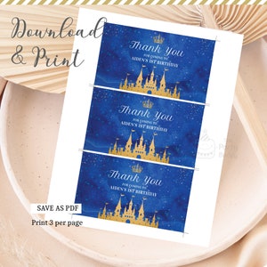 Editable Royal Prince Gable Box Label | Royal Blue Gold Boys Birthday ...