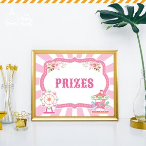 Girls Pink Carnival Circus Party Signs 8x10 | Concessions Prizes Gift ...