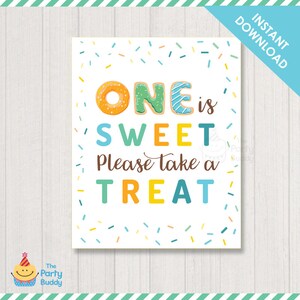 One is Sweet Take a Treat 8x10 Party Sign | Boys First Birthday | Donut ...