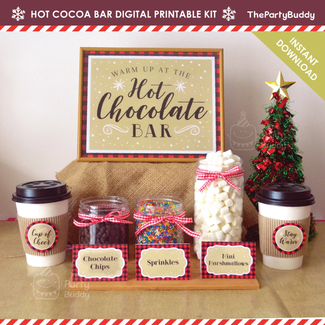 Hot Cocoa Bar Printable Kit | Buffalo Plaid | Winter Holiday Party ...
