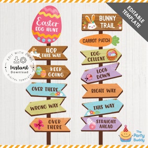 Editable Easter Egg Hunt Directional Signs Printable | Easter Bunny ...