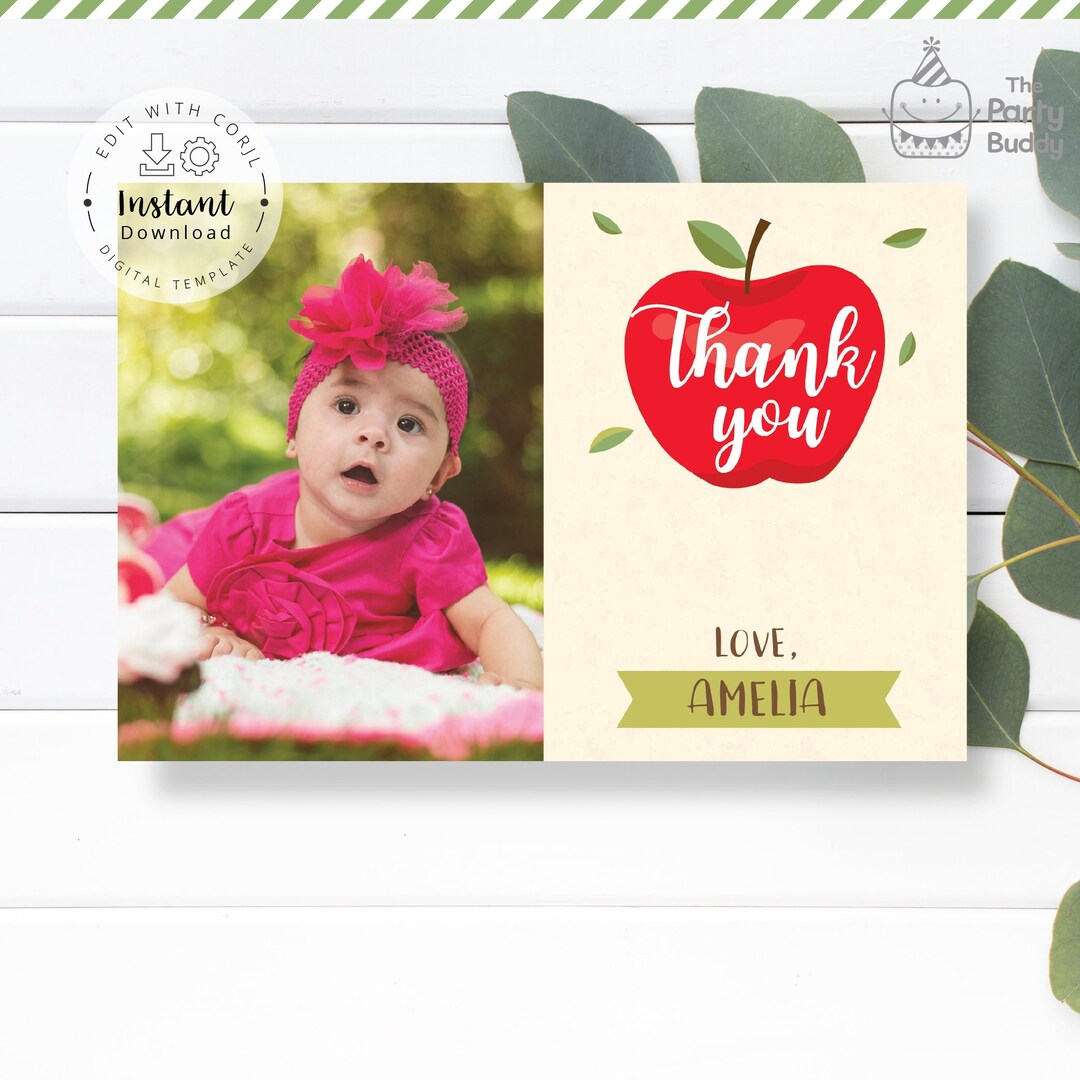 Editable Apple Thank You Card Photo Printable Apple of Our Eye Insert ...