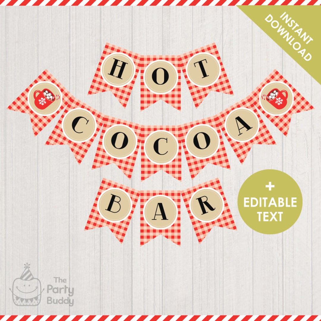 Hot Cocoa Bar Banner Digital Printable | EDITABLE Text | Winter Holiday ...