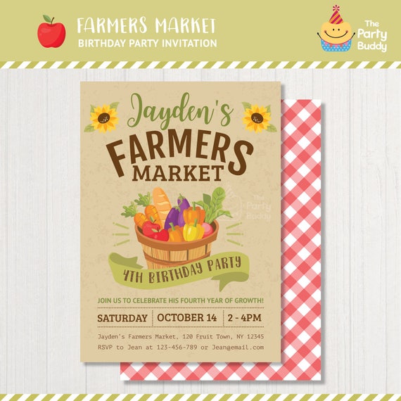 Farmers Market Invitation Printable PERSONALIZED Boys Girls - Etsy