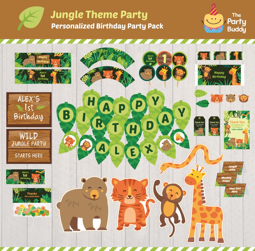 Jungle Safari Wild Animals Theme Birthday Party Pack | Boys Girls ...