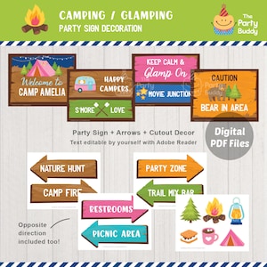 Camping Glamping Party Sign Decoration | Campout Birthday Welcome ...