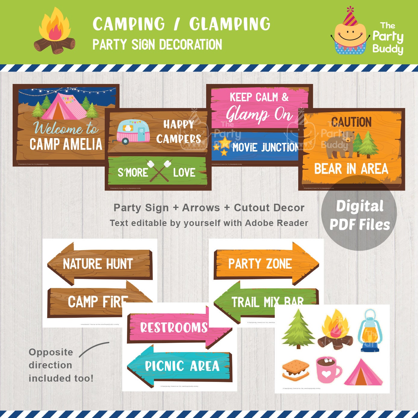 Camping Glamping Party Sign Decoration | Campout Birthday Welcome ...