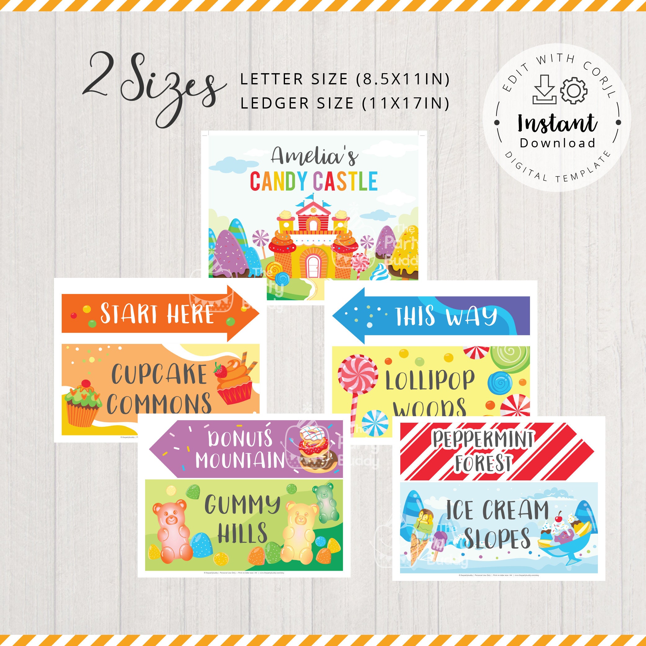 Editable Candy Land Party Signs Decoration | Candy Castle Sweet ...