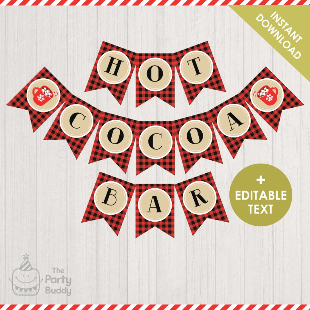 Hot Cocoa Bar Banner Digital Printable EDITABLE Text | Winter Holiday ...