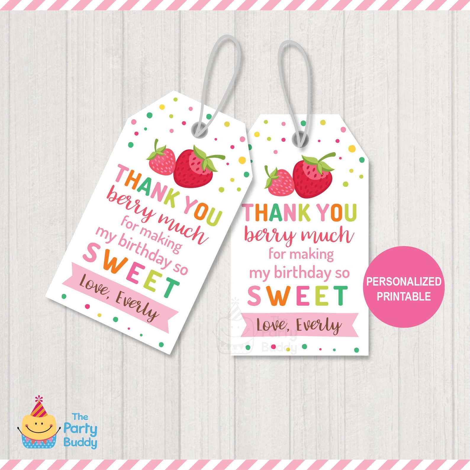 Berry Sweet Birthday Party Favor Tag PERSONALIZED Printable | Girls ...