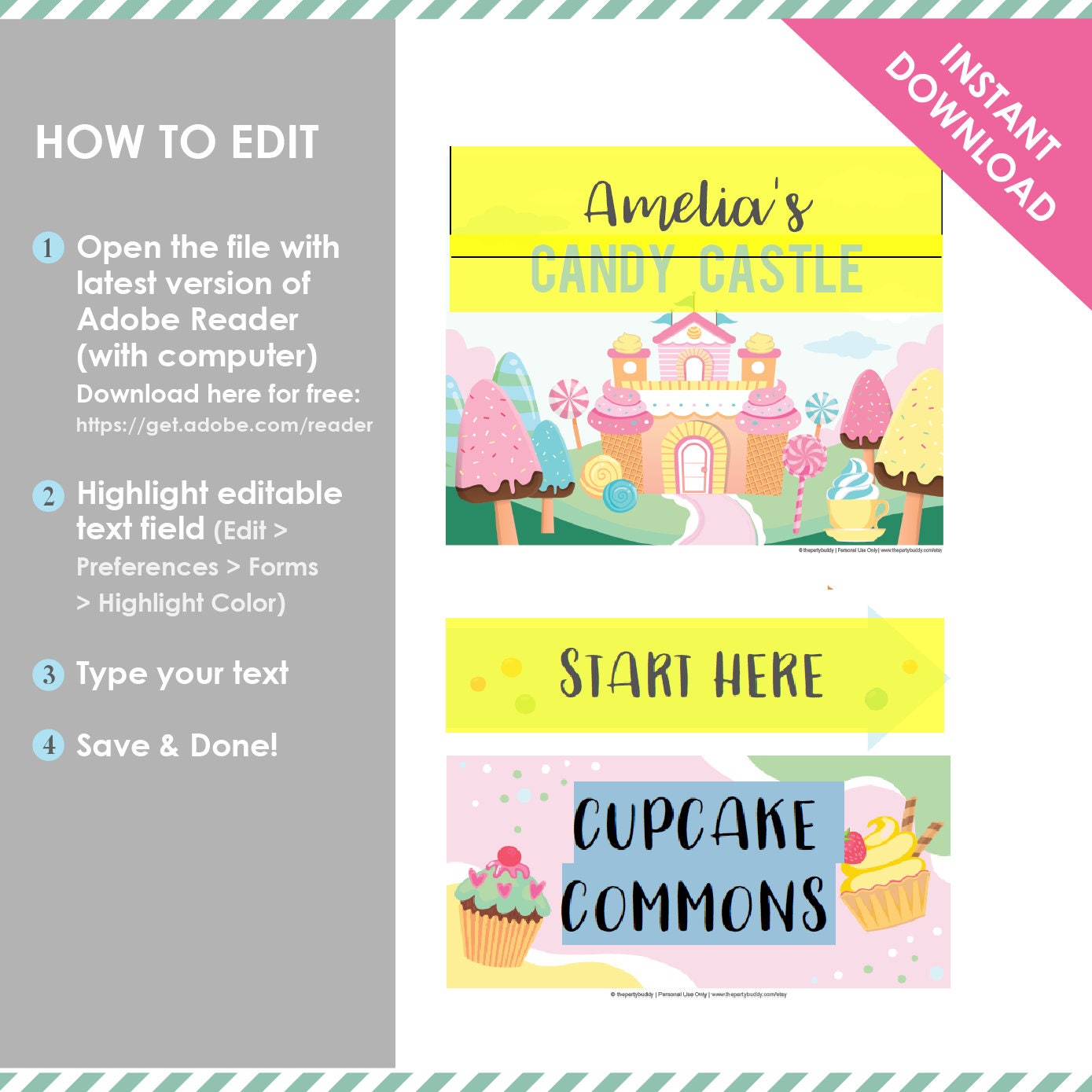 Candy Land Modern Party Sign Sweet Pastel Decors | Candyland Castle ...