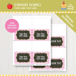 Farmers Market Food Tent Card EDITABLE Text | Farm Party Buffet Label ...