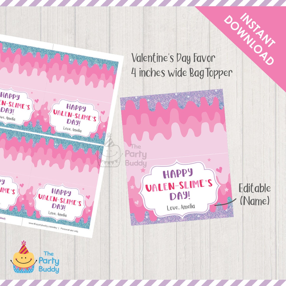 Happy Valenslime Day Bag Topper Printable | Kids Classroom Valentine ...