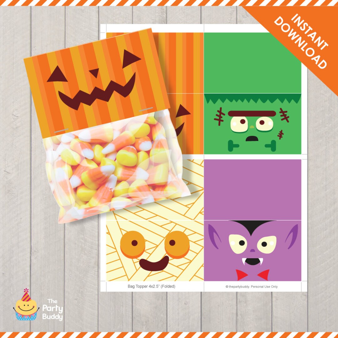 Halloween Bag Topper 4 Inch | Kids Favor Treat Bag Toppers 4" | INSTANT ...