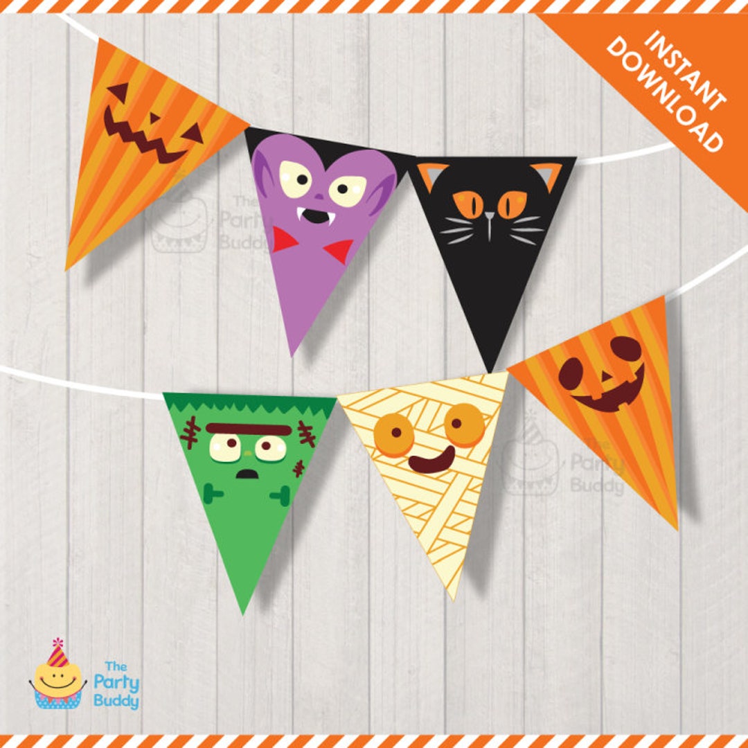 Halloween Banner Printable | Halloween Kids Party Pennant Flag ...