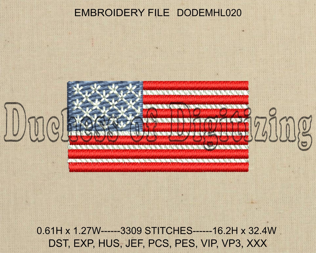 Tiny US Flag Embroidery Design, Tiny US Flag Embroidery File, US Flag ...
