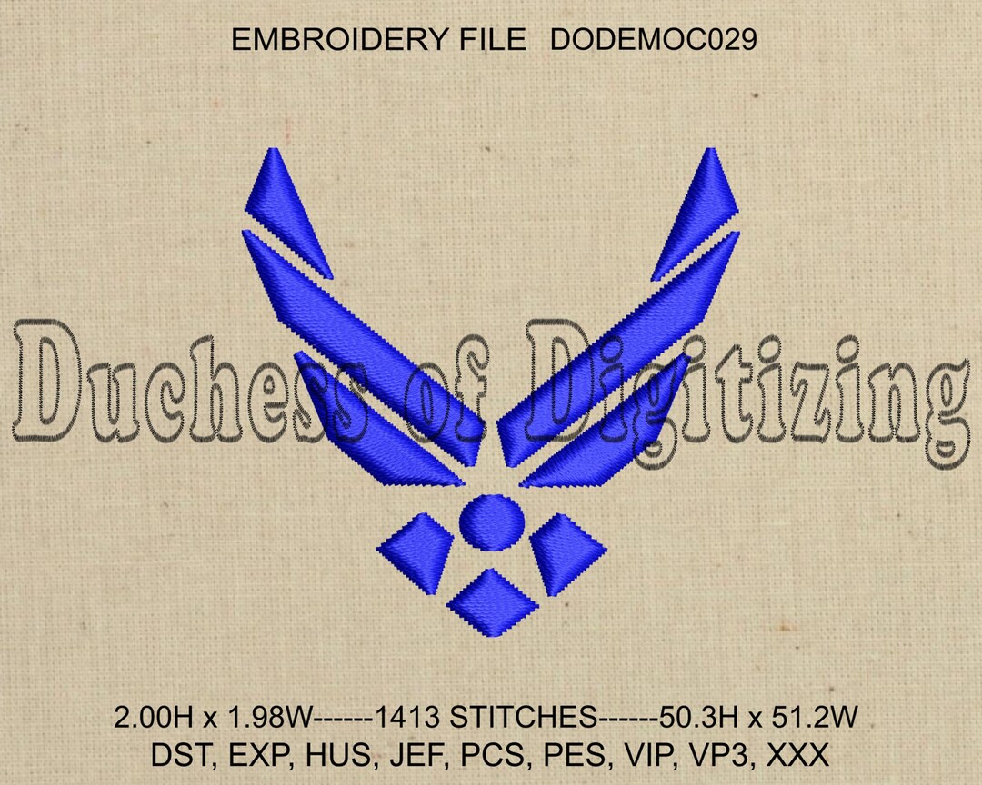 Air Force Embroidery Design, Air Force Embroidery File, Military ...