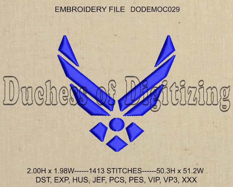 Air Force Embroidery Design, Air Force Embroidery File, Military ...