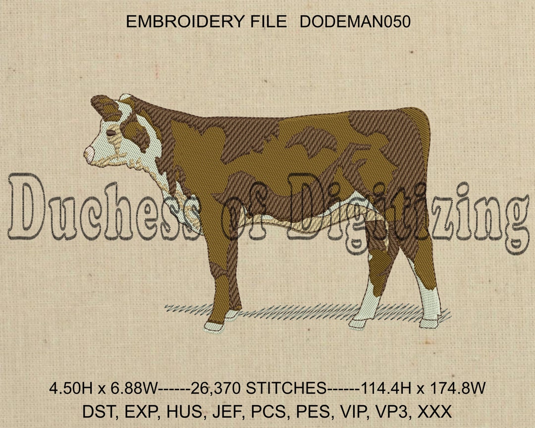 Cow Embroidery Design, Cow Embroidery File, DODEMAN050 - Etsy
