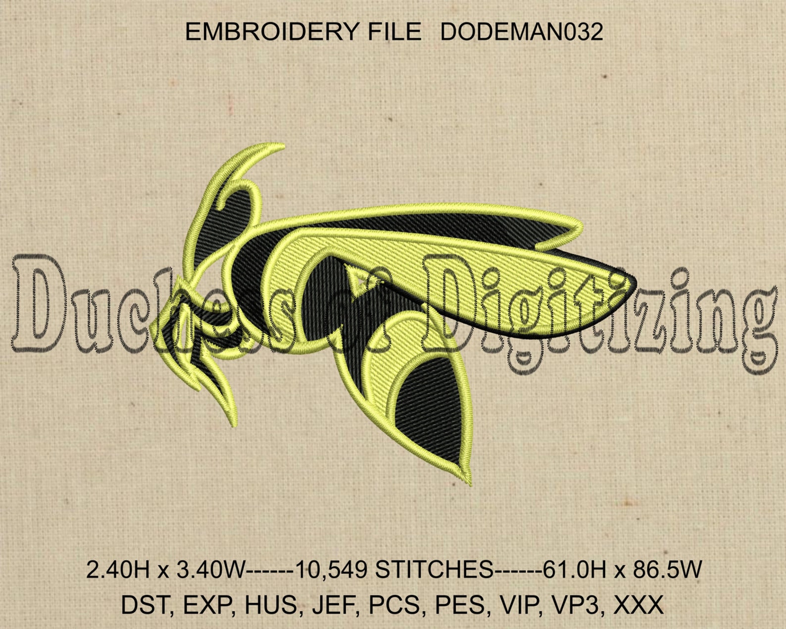 Yellowjacket Mascot Embroidery Design Yellowjacket Embroidery - Etsy