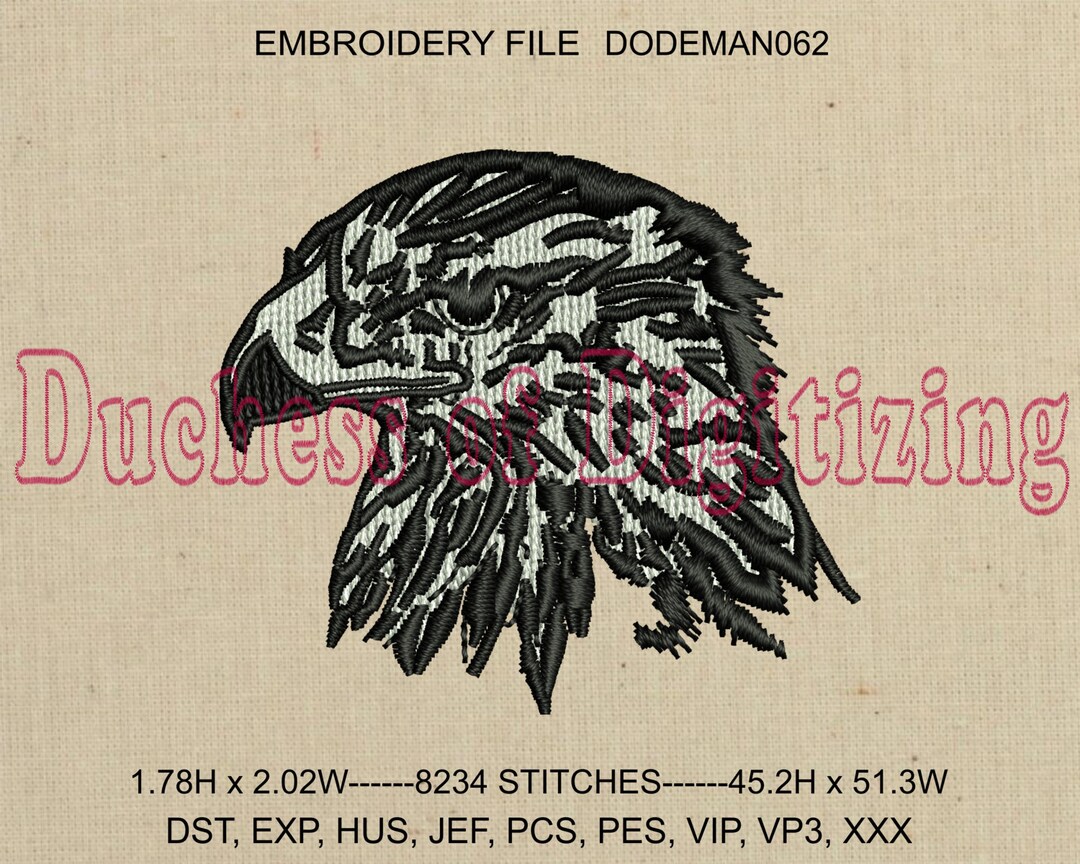 Hawk Embroidery Design, Hawk Embroidery File, Bird Embroidery Design ...