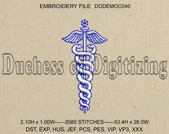 Caduceus Embroidery File - Etsy