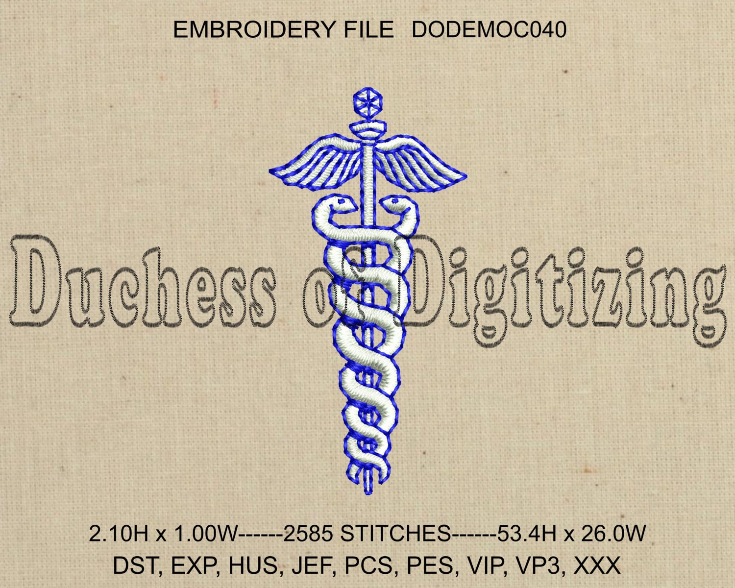 Caduceus Embroidery Design, Caduceus Embroidery File, Fire, Rescue, EMS ...