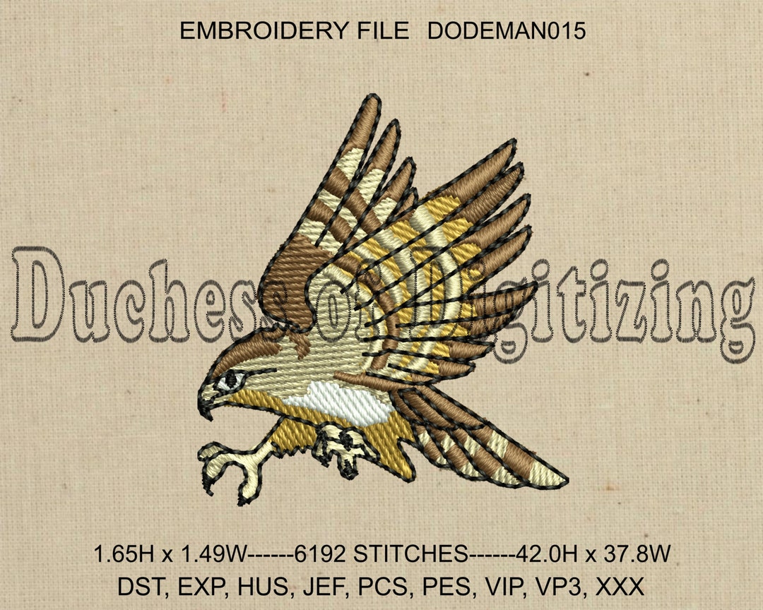 Hawk Embroidery Design, Bird Embroidery Design, Hawk Embroidery File ...