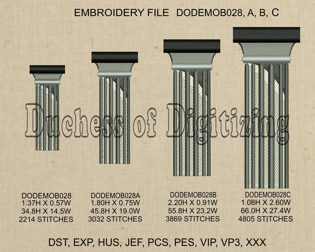 Column Embroidery Design, Column Embroidery File, Pedistal Embroidery ...