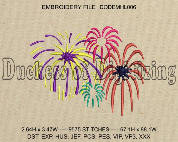 Fireworks Embroidery Design Fireworks Embroidery File 4th of | Etsy