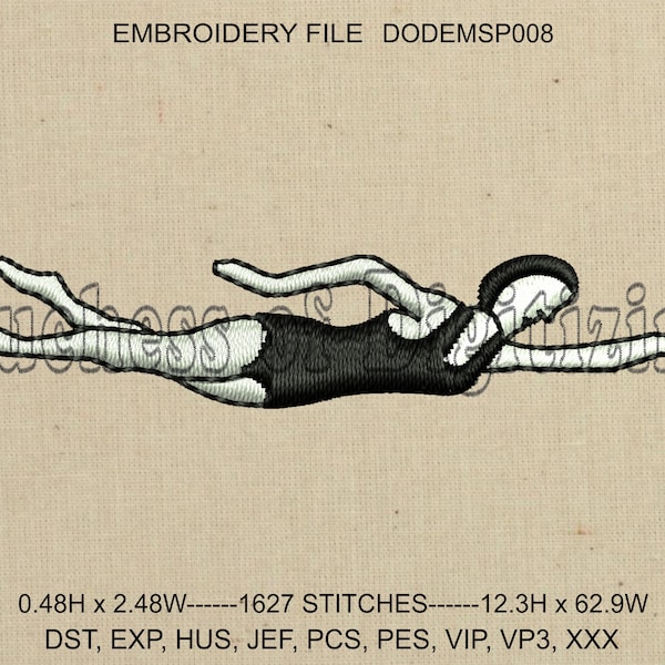 Swimming Embroidery - Etsy
