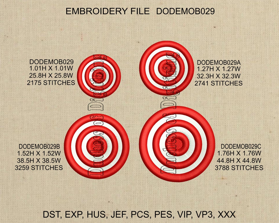 Target Embroidery Design, Target Embroidery File, DODEMOB029 - Etsy