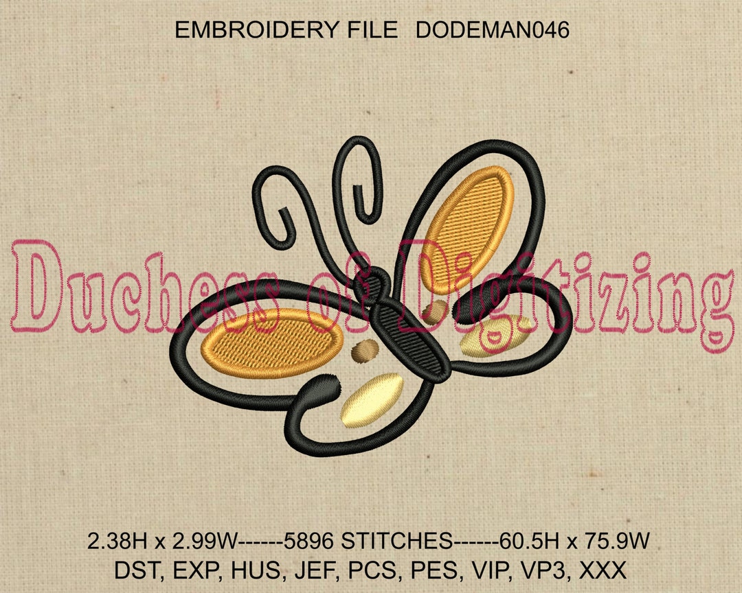 Butterfly Embroidery Design, Butterfly Embroidery File, DODEMAN046 - Etsy