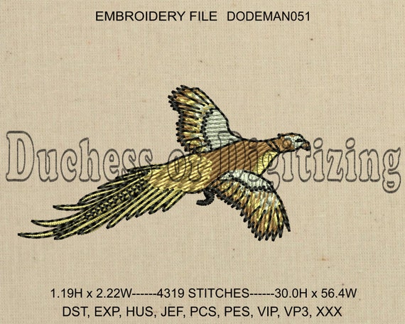 Pheasant Embroidery Design Bird Embroidery Design Pheasant | Etsy