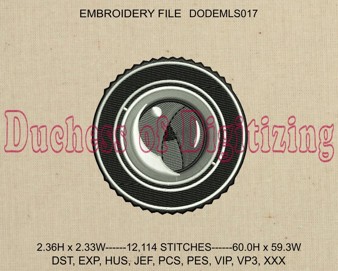 Camera Lens Embroidery Design, Camera Lens Embroidery File, Camera ...