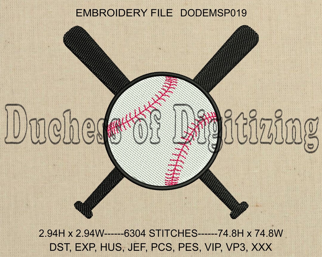 BASEBALL Embroidery Design, Baseball Embroidery File, Crossed Bats ...