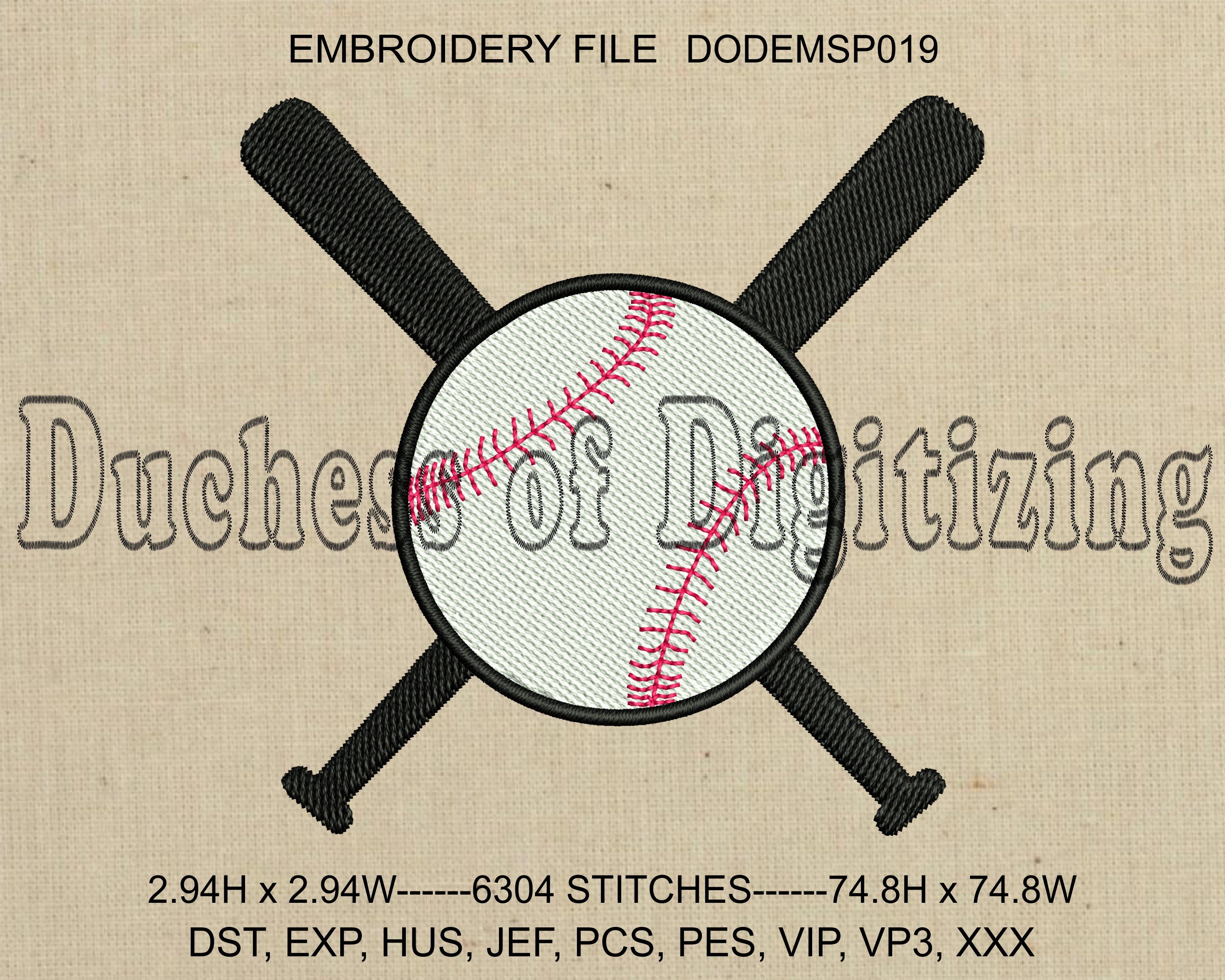 BASEBALL Embroidery Design Baseball Embroidery File Crossed | Etsy
