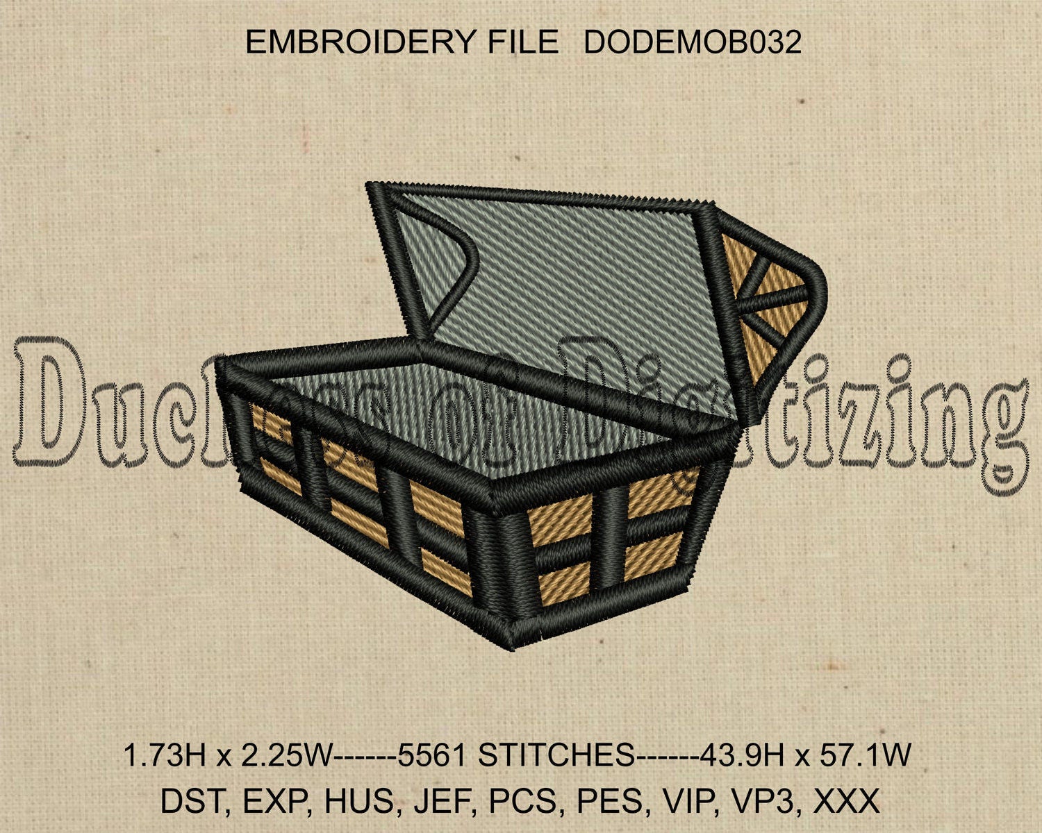 Toy Chest Embroidery Design, Toy Chest Embroidery File, Treasure Chest ...