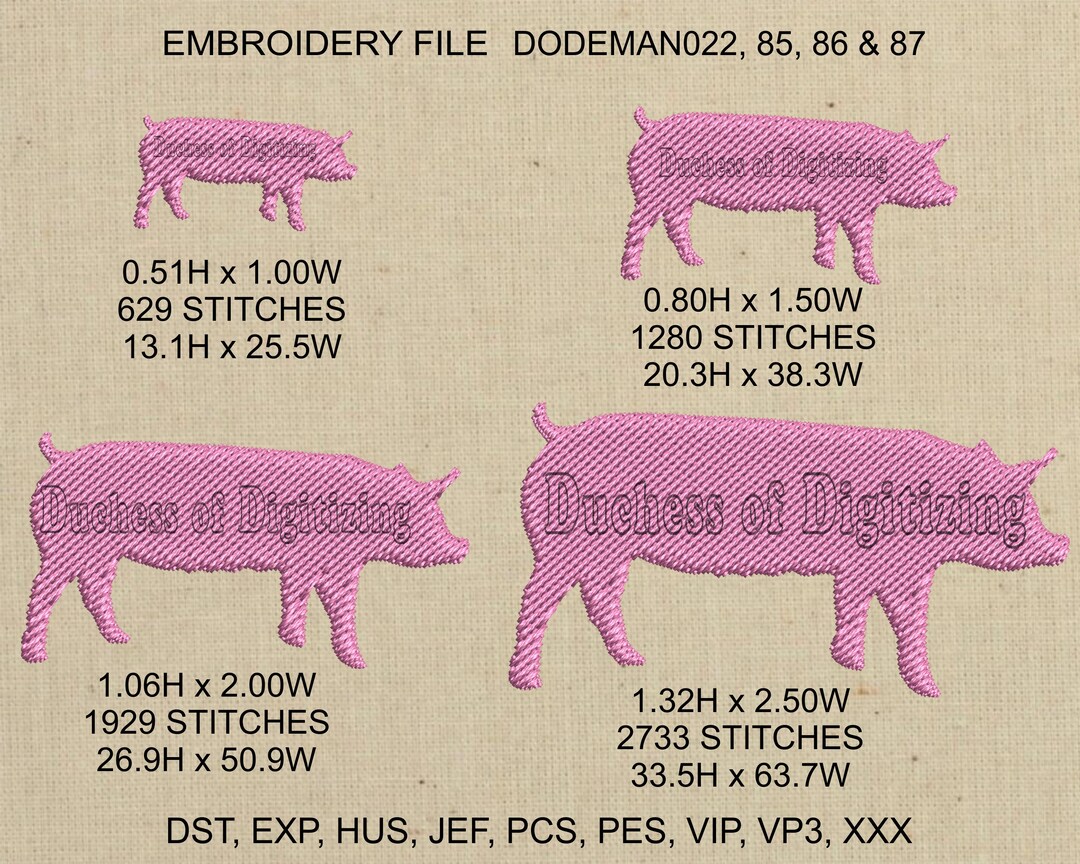 Pig Embroidery Design, Pig Embroidery File, Pig Silhouette Embroidery ...