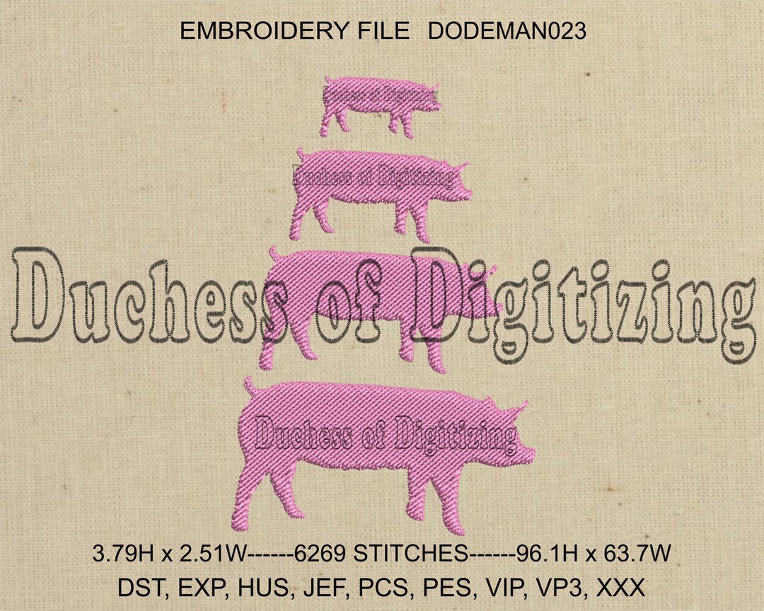Pig Embroidery Design, Pig Embroidery File, Stacked Pigs Embroidery ...