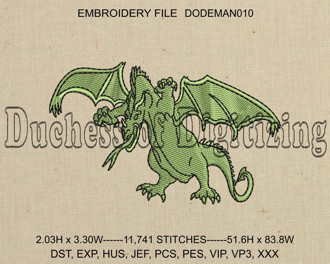 Dragon Embroidery Design, Dragon Embroidery File, DODEMAN010 - Etsy