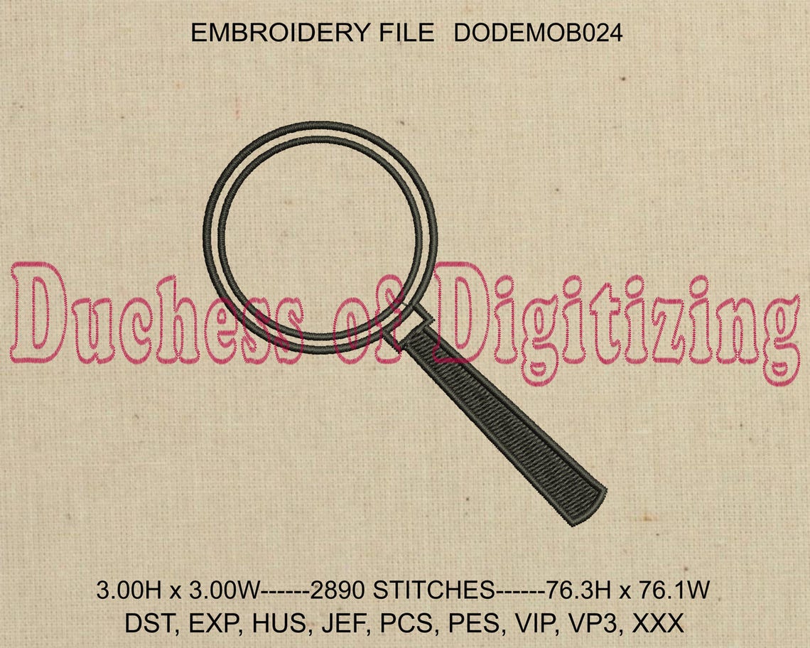 Magnifying Glass Embroidery Design, Magnifying Glass Embroidery File ...