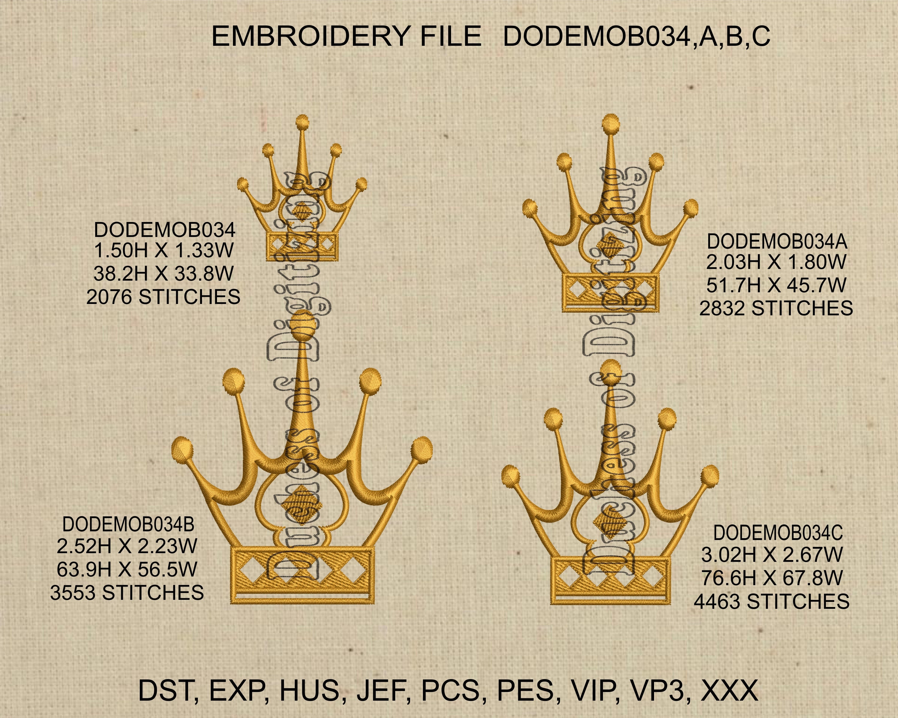 Tiny Crown Embroidery Design, Tiny Crown Embroidery File, DODEMOB034 ...