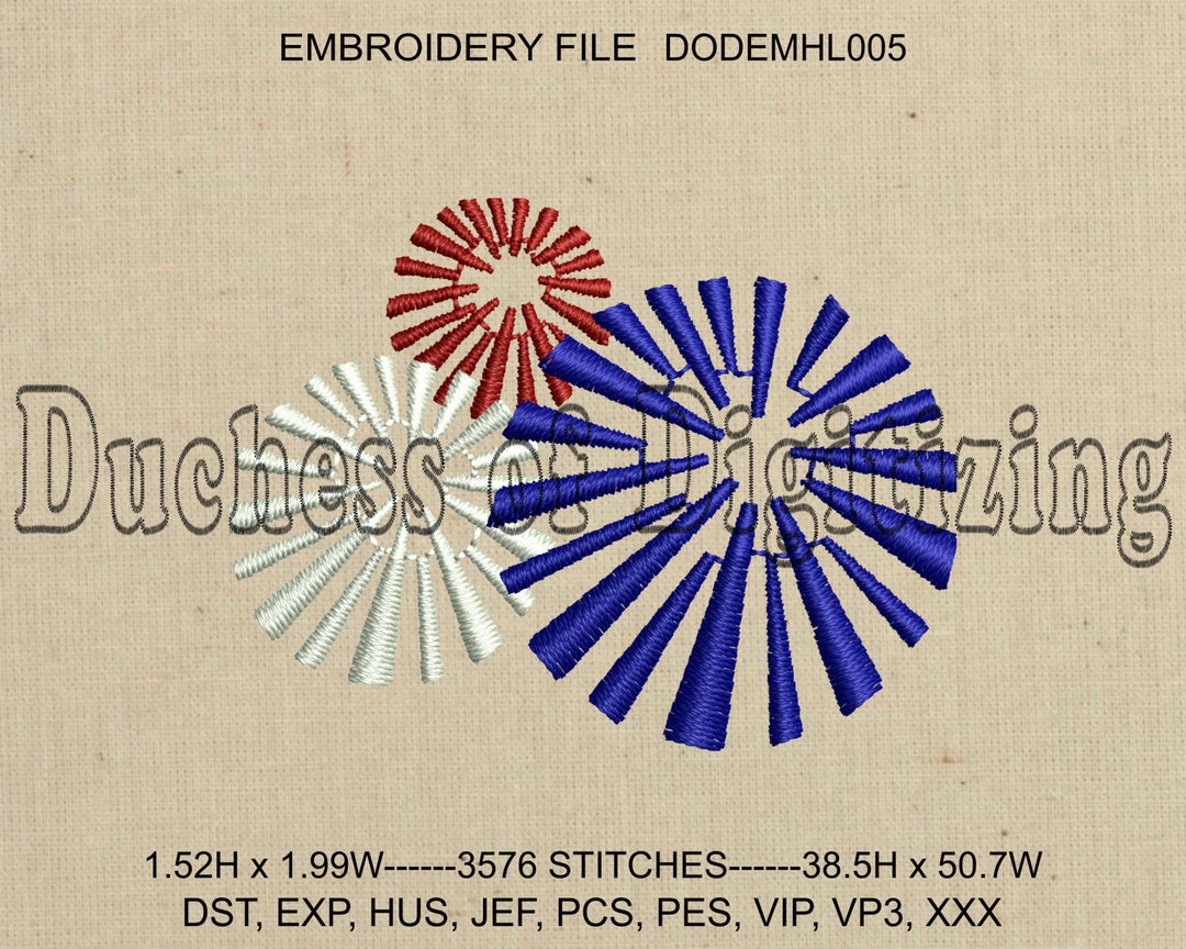 Fireworks Embroidery Design, Fireworks Embroidery File, 4th of July ...