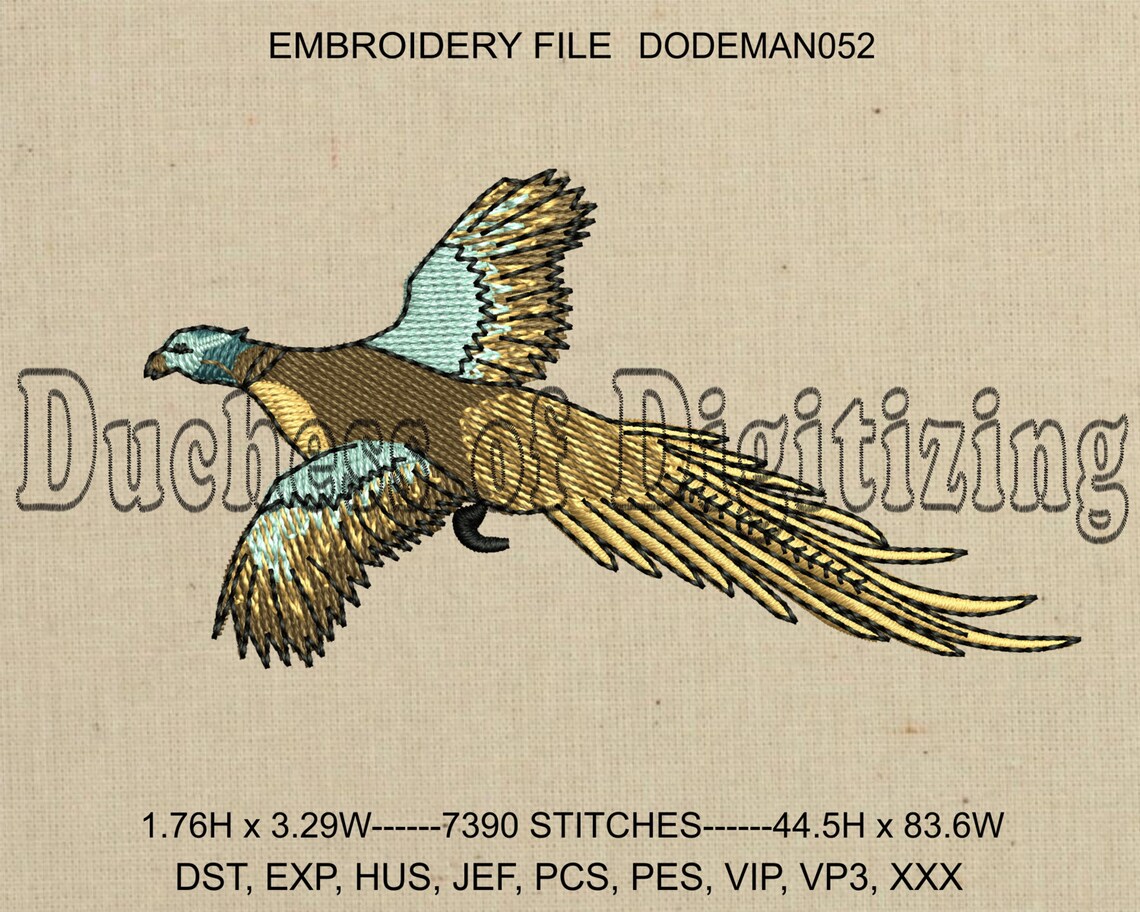 Pheasant Embroidery Design Bird Embroidery Design Pheasant - Etsy